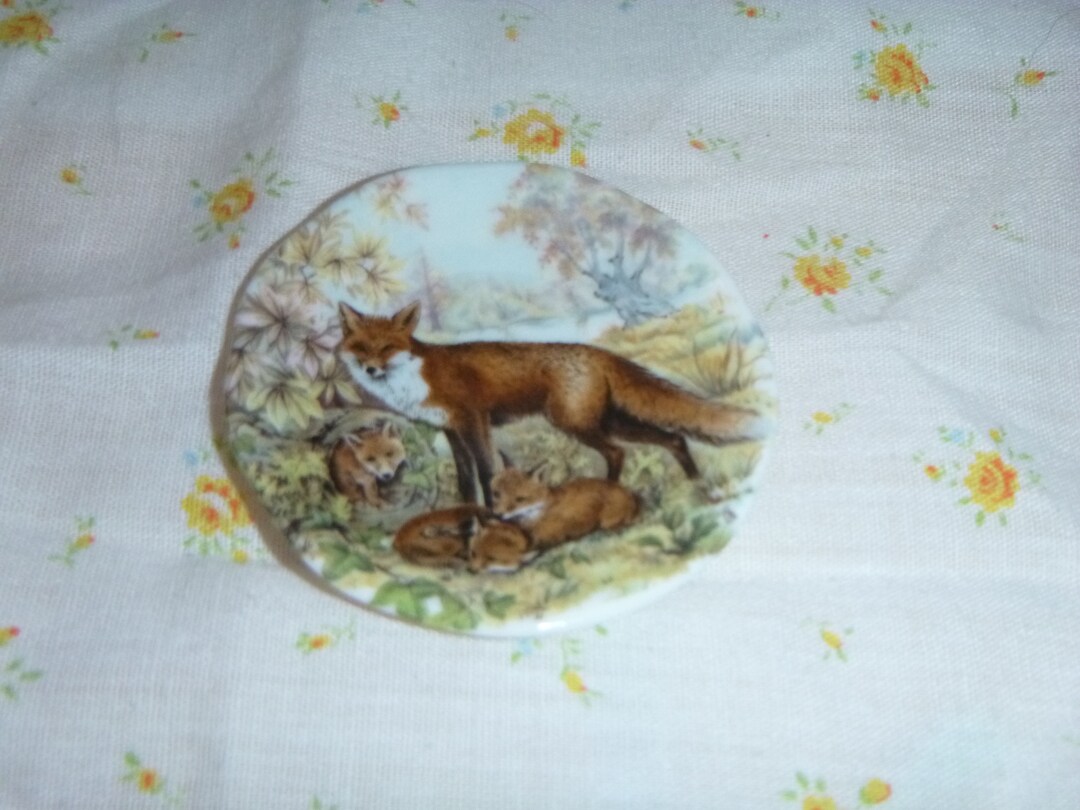 ENGLAND Mother Fox & Kits Bone China Miniature Vintage - Etsy