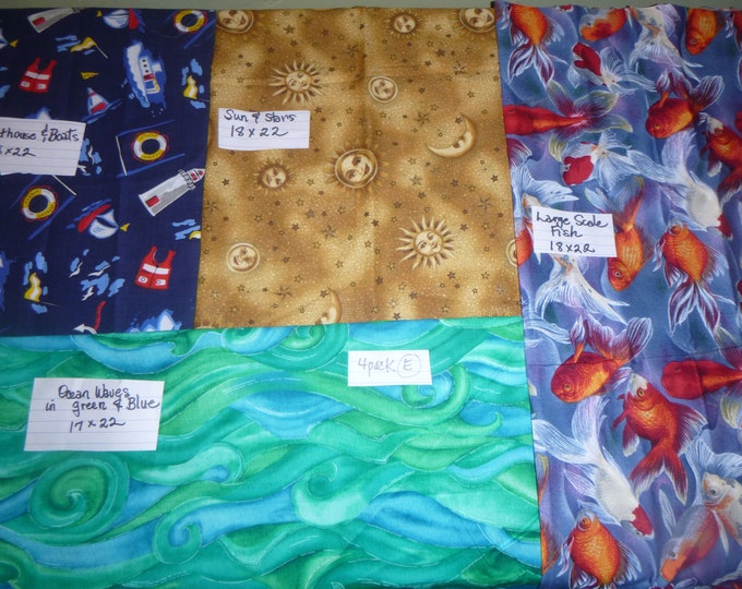 FABRIC, 4 Incl, Ocean-themed, Boat, Wave, Beach, Seashore, Shells ...