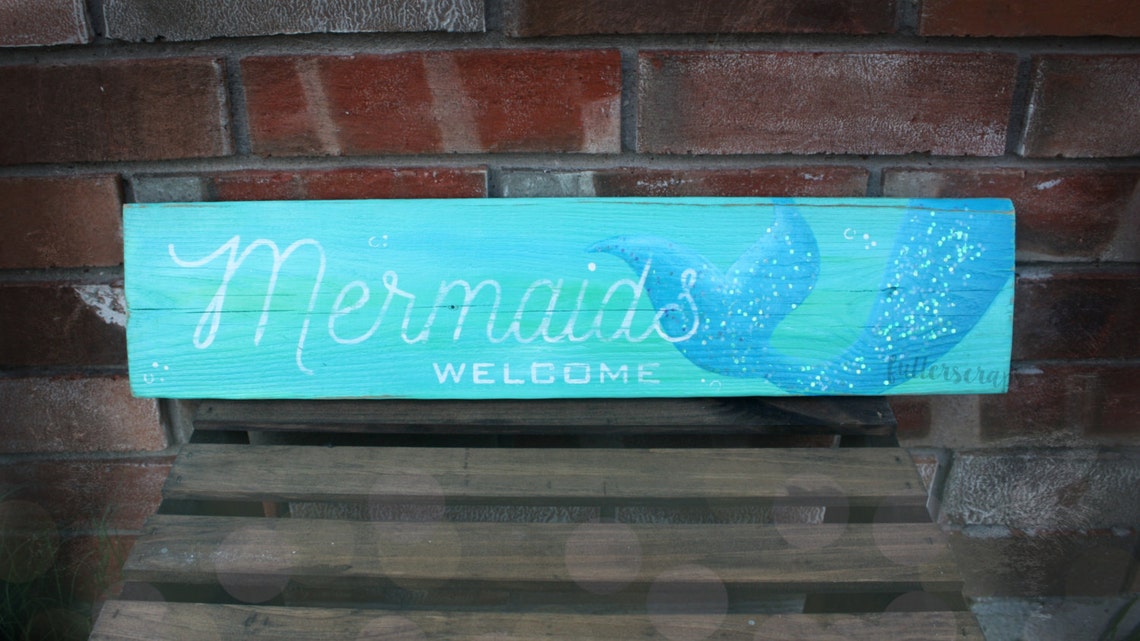 Mermaids Welcome Mermaid Sign Mermaid Decor Beach Decor | Etsy