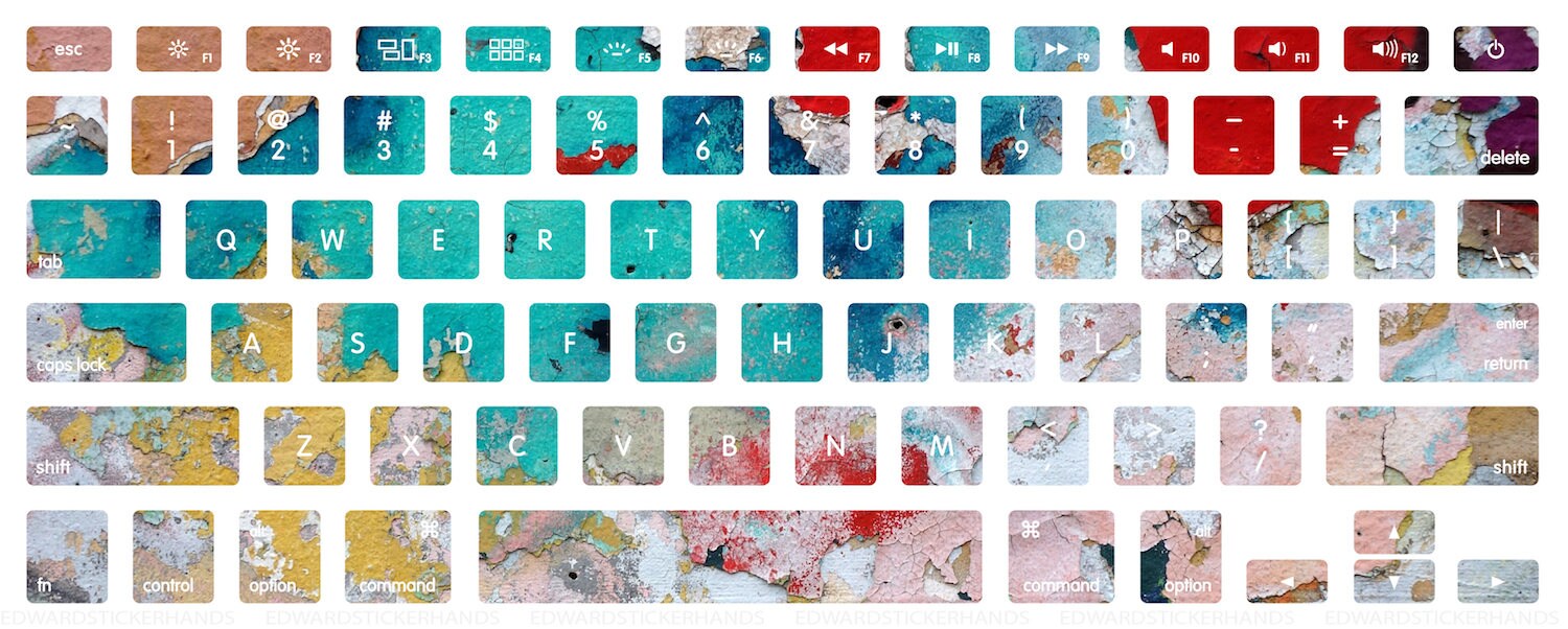 Macbook Keyboard Decal Stickers Colorful Graffiti Grunge | Etsy