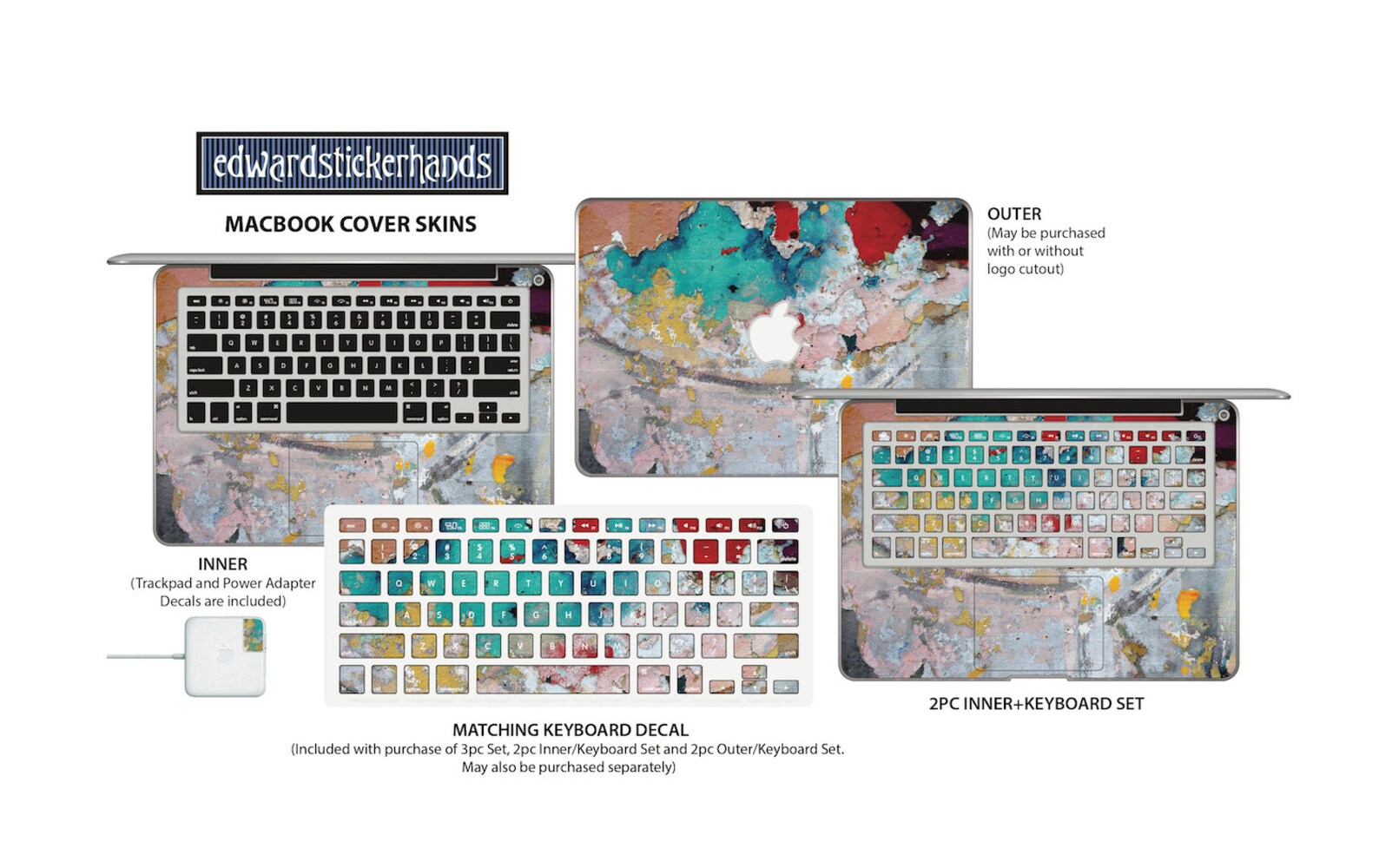 Macbook Keyboard Decal Stickers Colorful Graffiti Grunge | Etsy