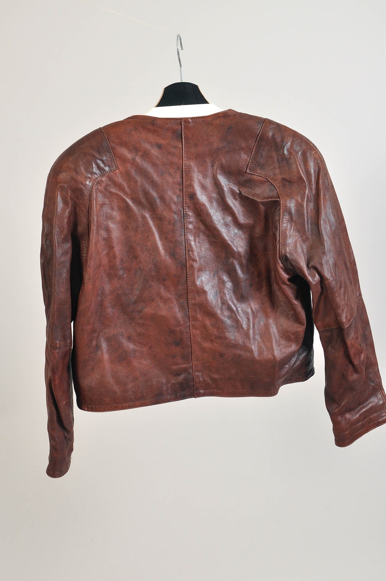 Vintage 90s Real Leather Jacket in Brown - Etsy