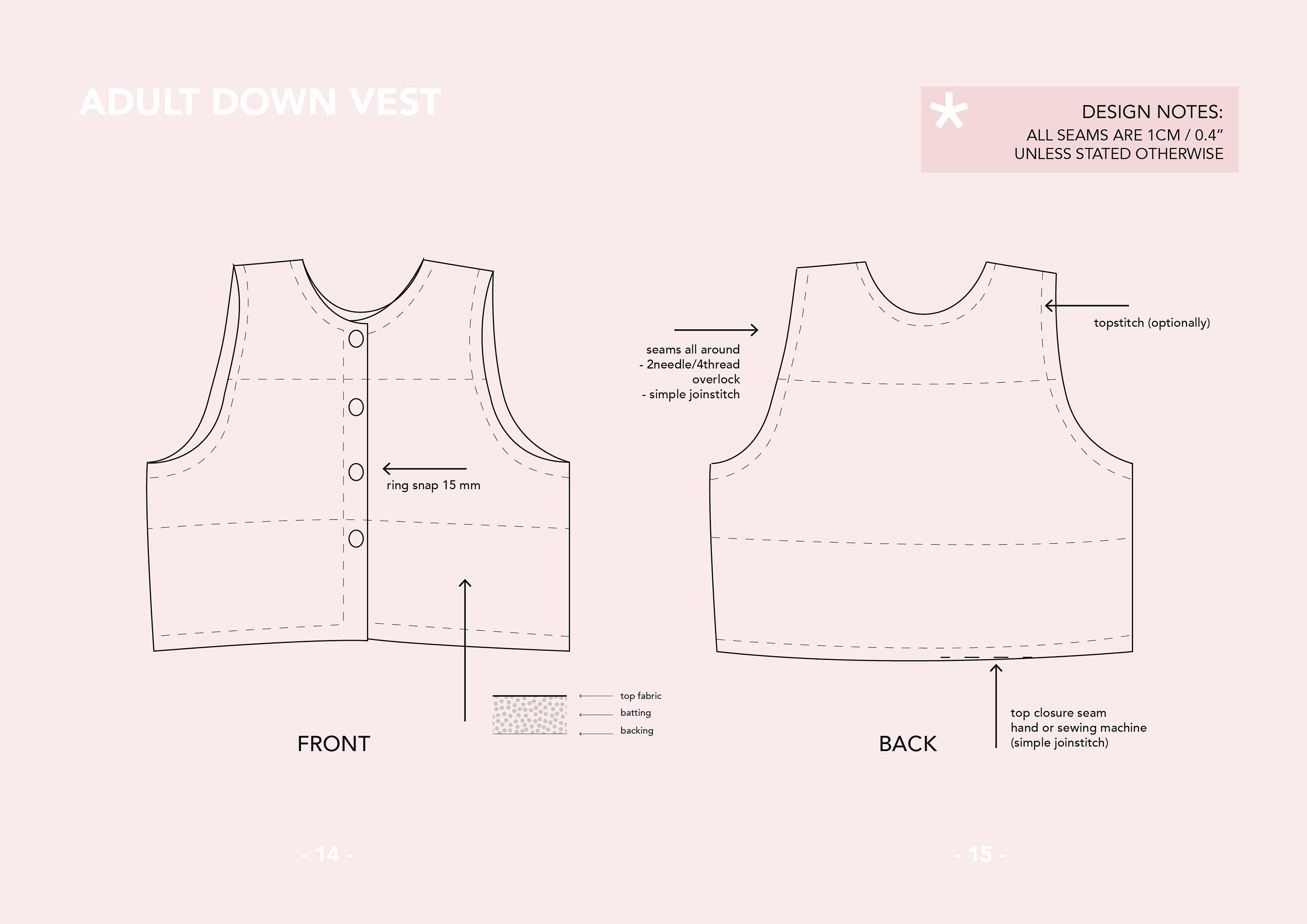 ADULT SIZES Down Vest Women's Vest Pattern PDF - Etsy