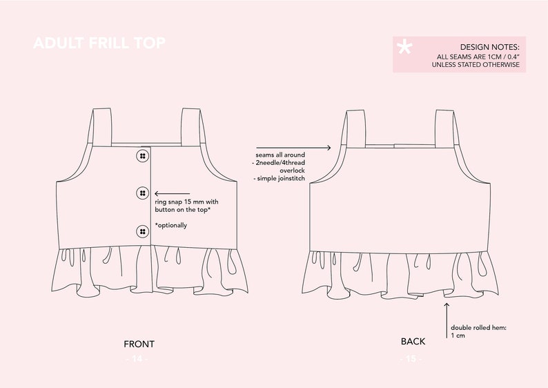 ADULT SIZES *** Top With a Frill | Top With Buttons | Quick Sew | PDF ...