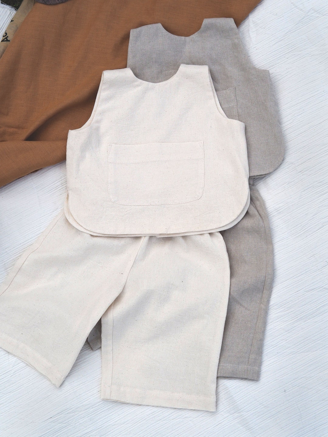 Baby Comfort Linen Set | Baby Vest With a Pocket + Comfort Linen Pants ...