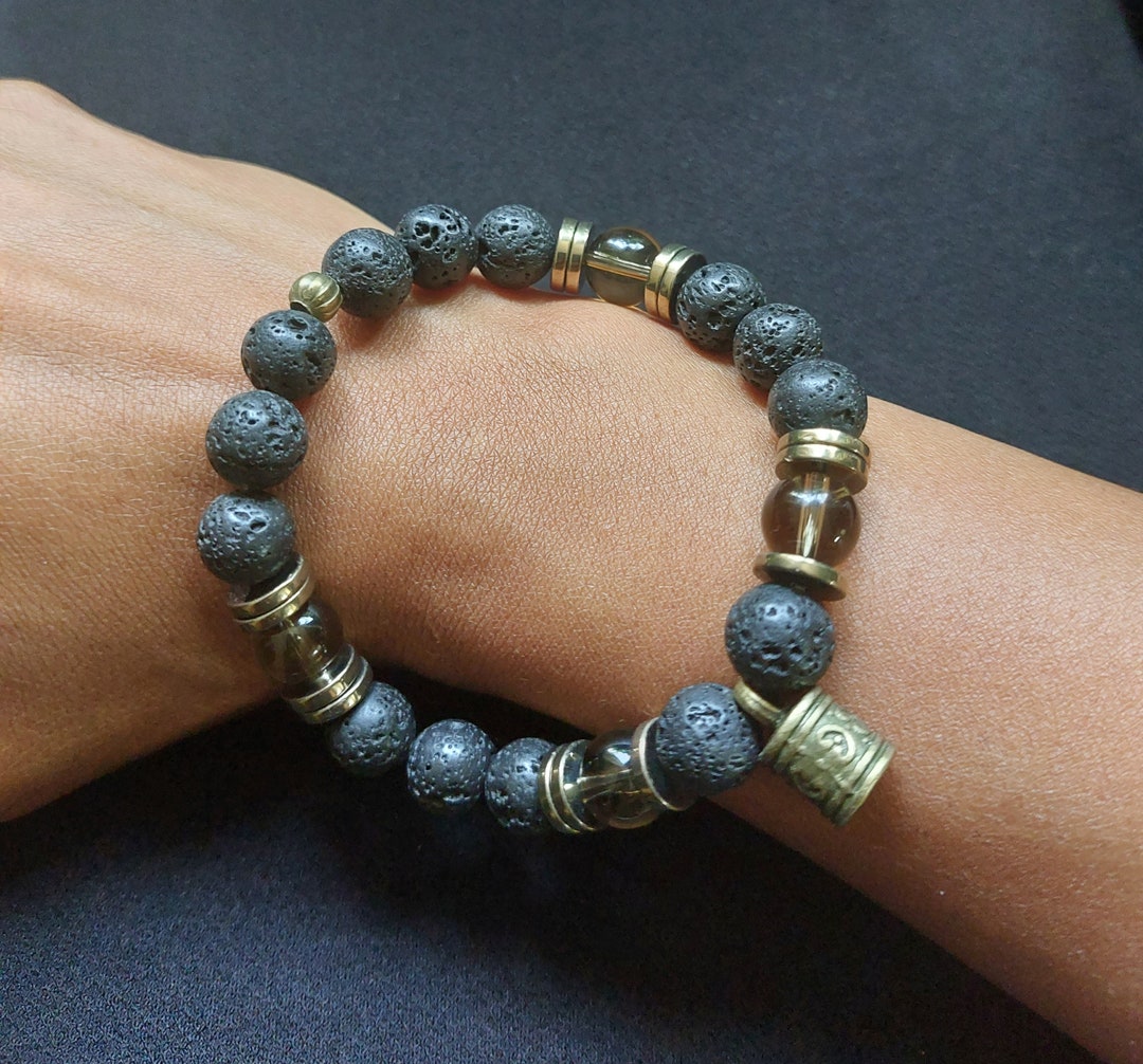 7.5in. Orgone Energy Bracelet With Smokey Quartz, Lava Rock and ...