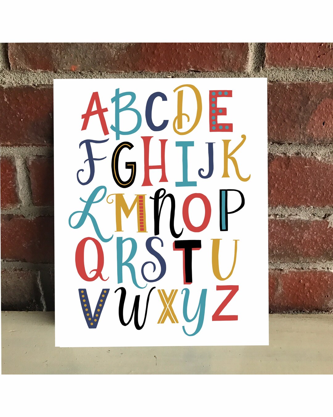 Alphabet Print, Hand Lettered Alphabet Print, Wall Art, Children's Wall ...