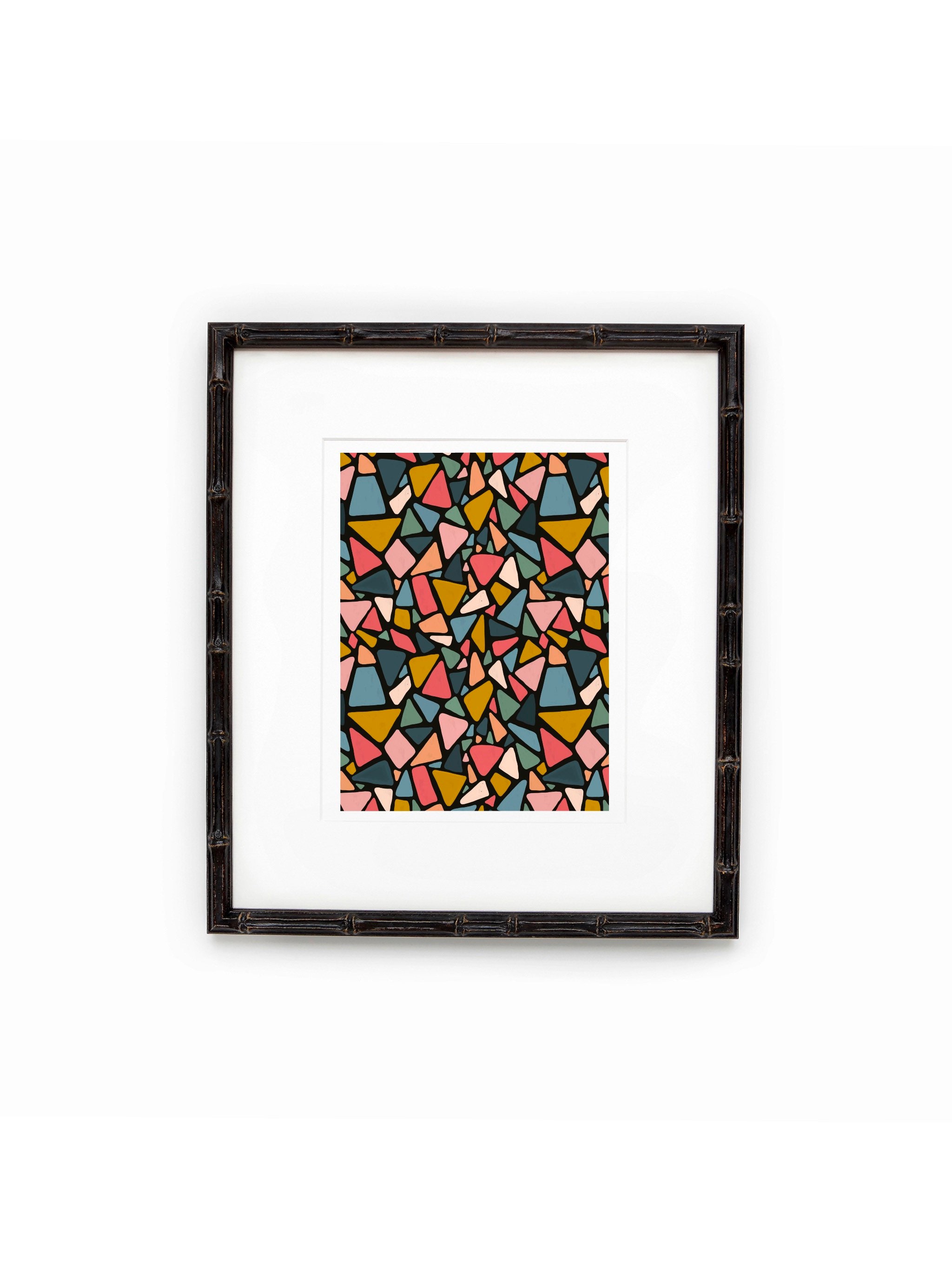 Terrazzo Pattern Art Print, Black Background, Hand Drawn - Etsy