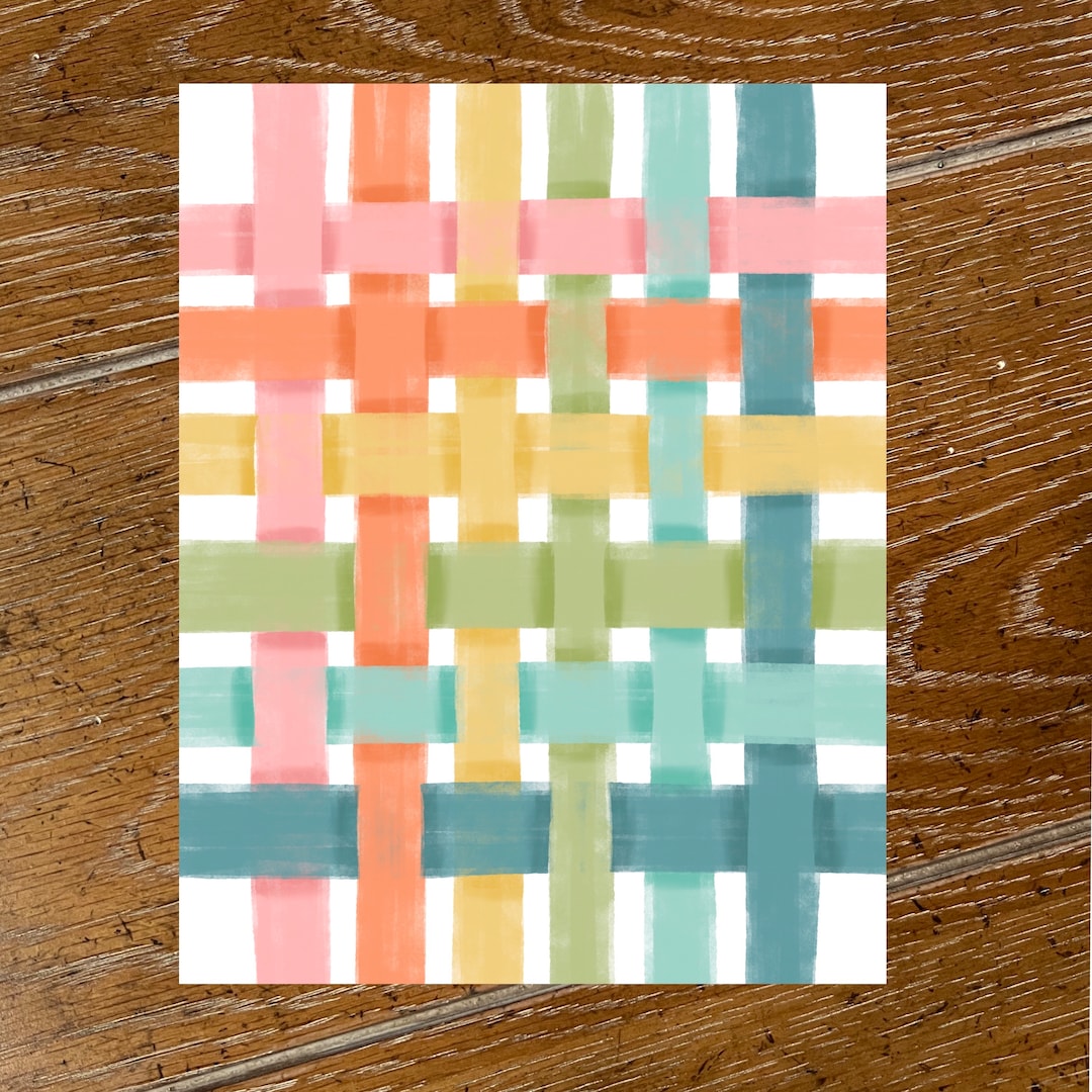 Basket Weave Art Print, Illustrated Colorful Basketweave Print, Nursery ...