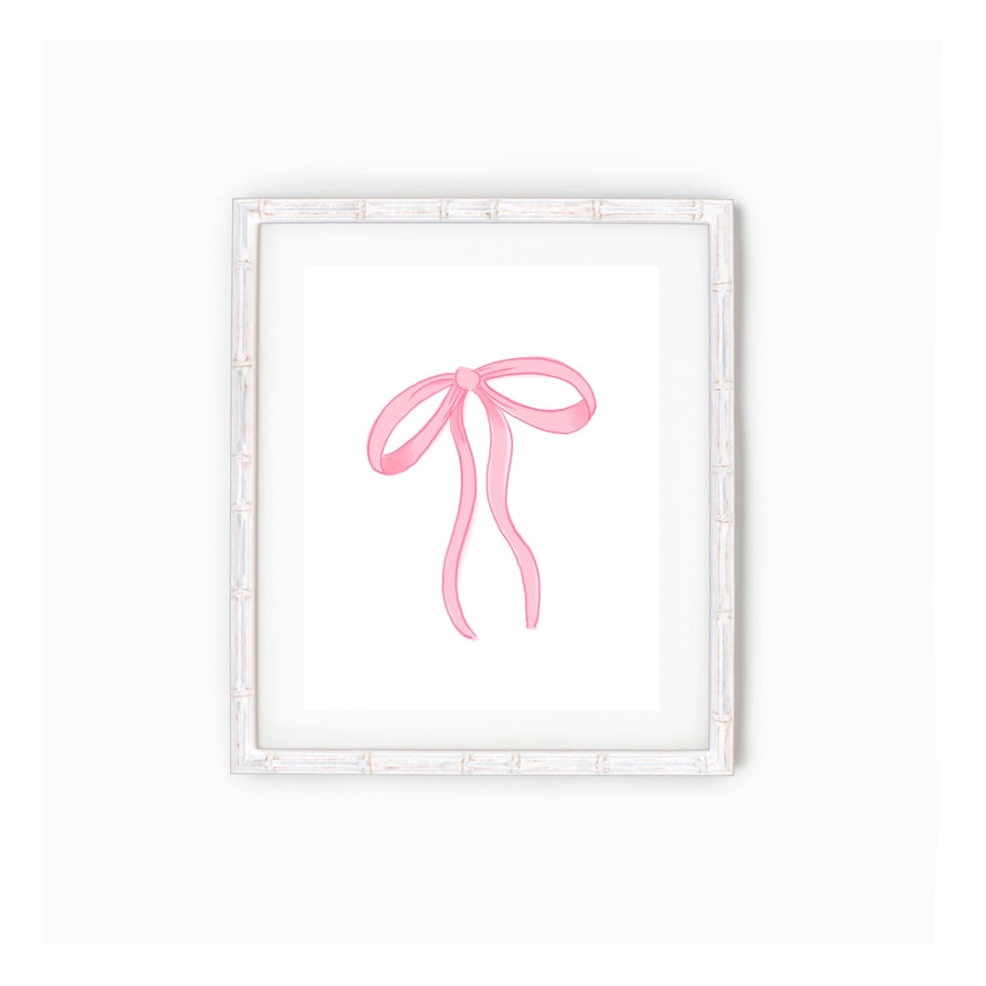 Bow Artwork, Pink Ribbon Bow Wall Art, Nursery Decor, - Etsy