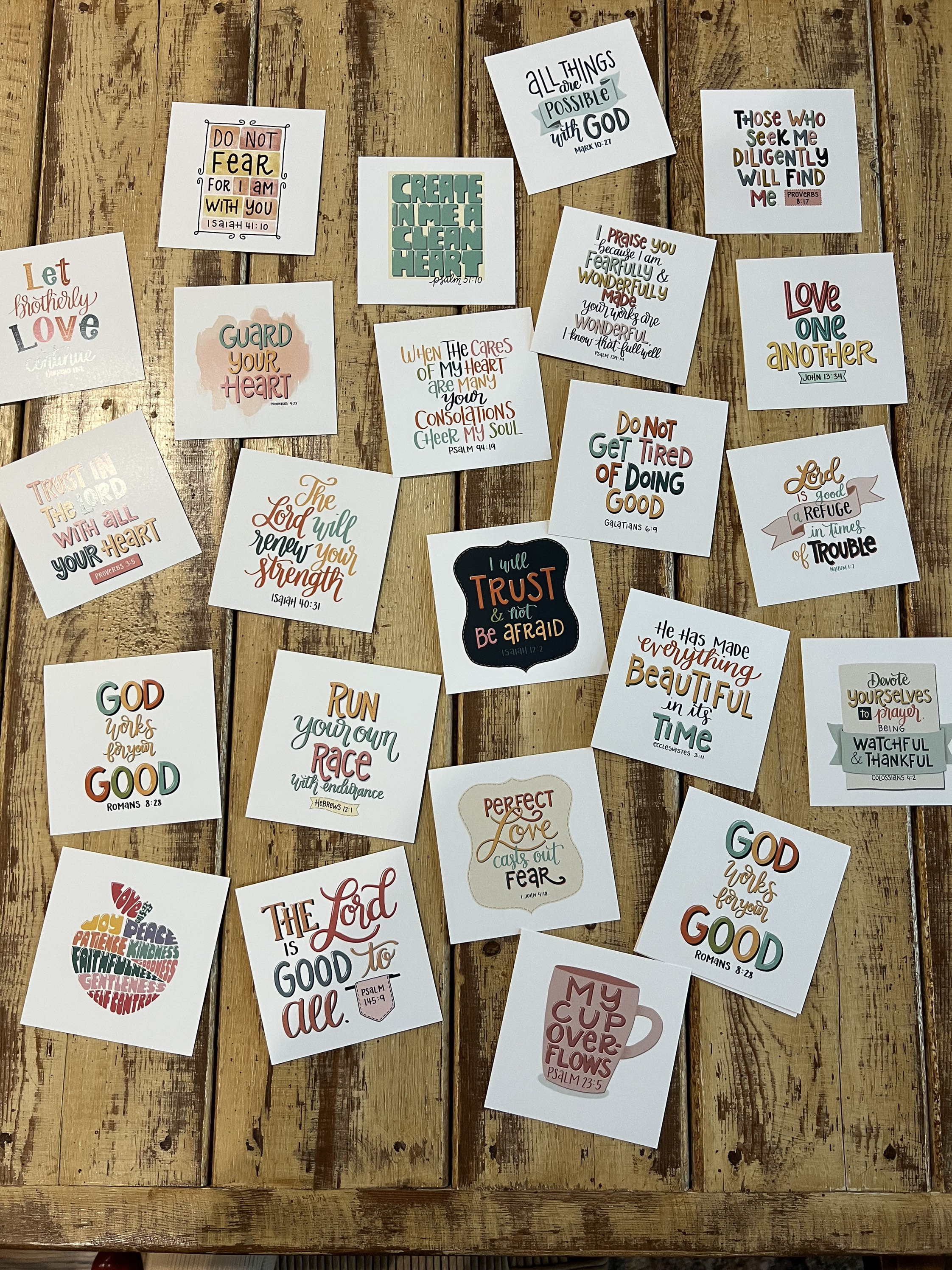 Tiny Prints, 4x4 Scripture Card Set of 24, Bible Verse Cards ...