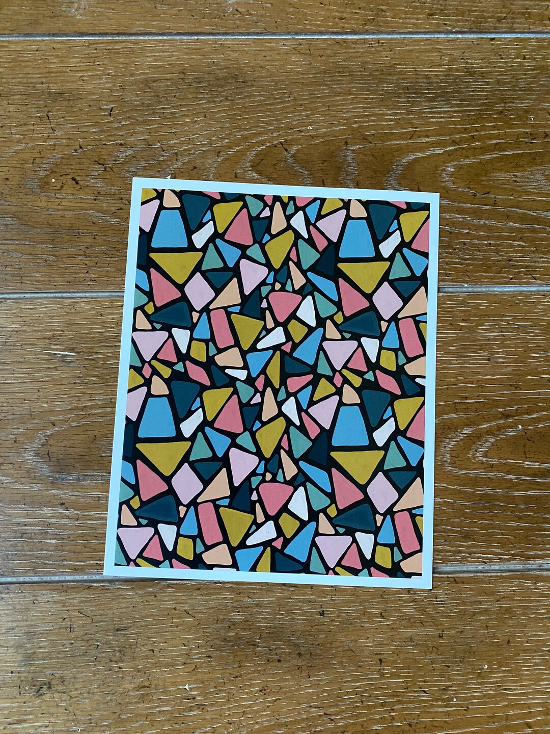 Terrazzo Pattern Art Print, Black Background, Hand Drawn - Etsy