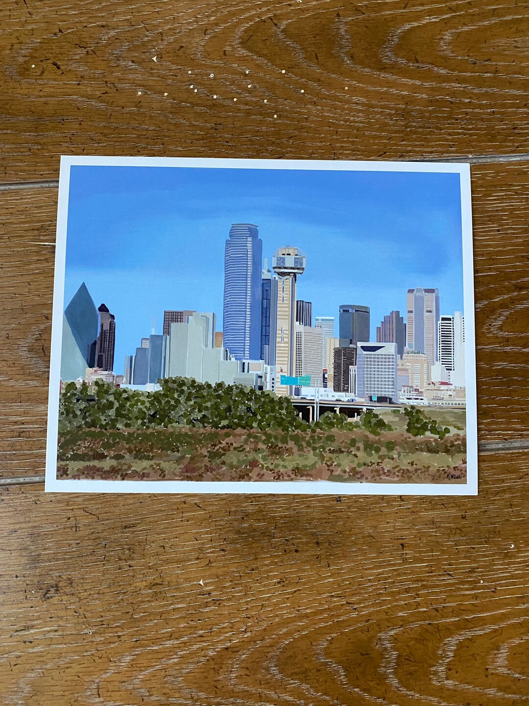 Dallas Skyline Art Print, Cityscape Illustration - Etsy