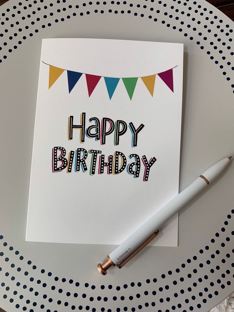 Happy Birthday Banner Card - Etsy