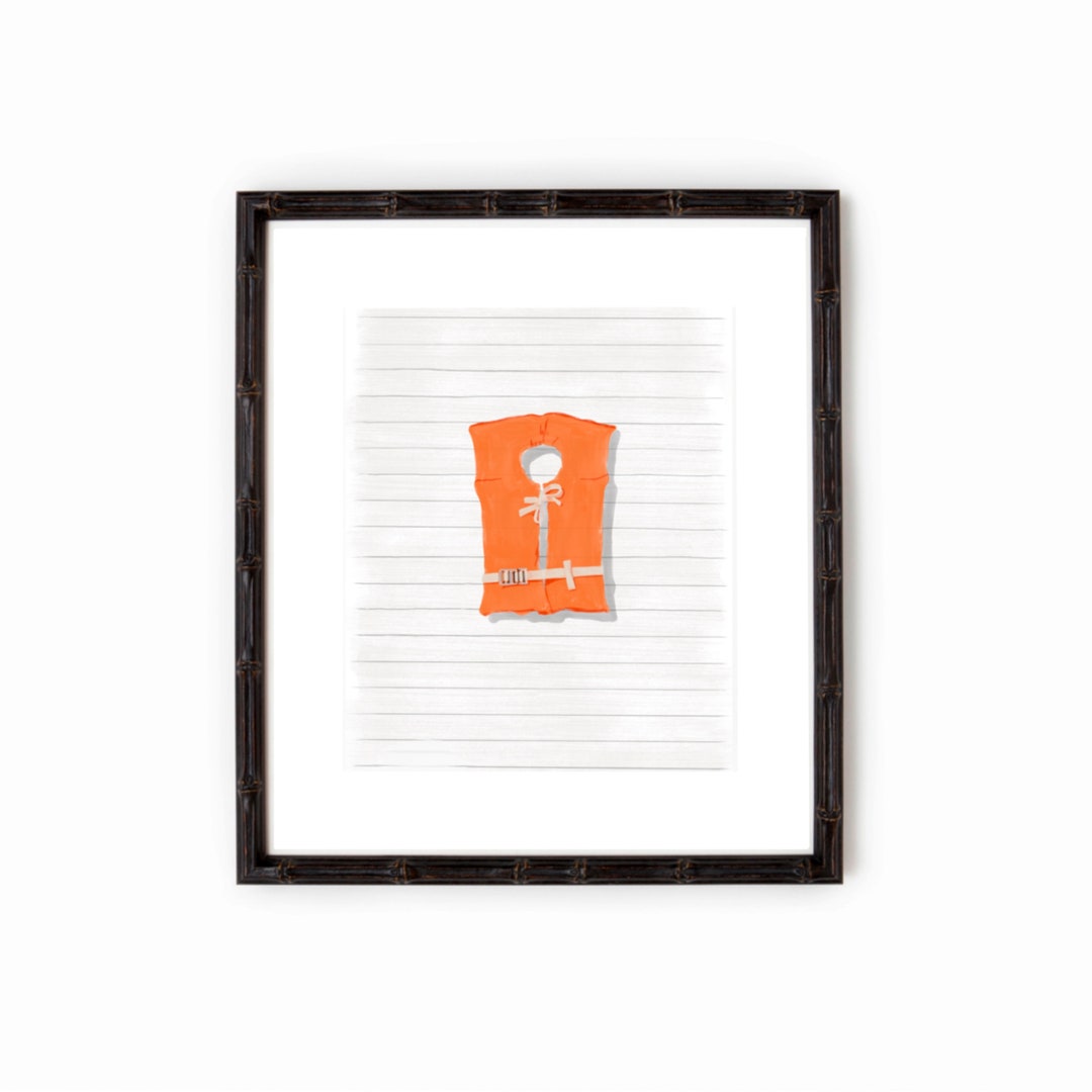 Life Jacket Artwork, Vintage Life Jacket Print, Lake Life Art Print - Etsy