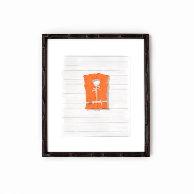 Life Jacket Artwork, Vintage Life Jacket Print, Lake Life Art Print - Etsy