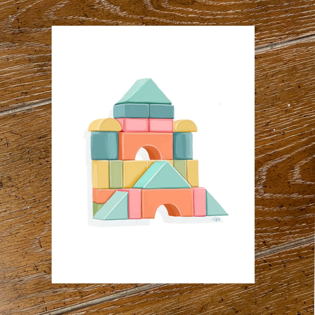 Vintage Building Blocks Art Print, Nursery Artwork, Nursery Decor - Etsy