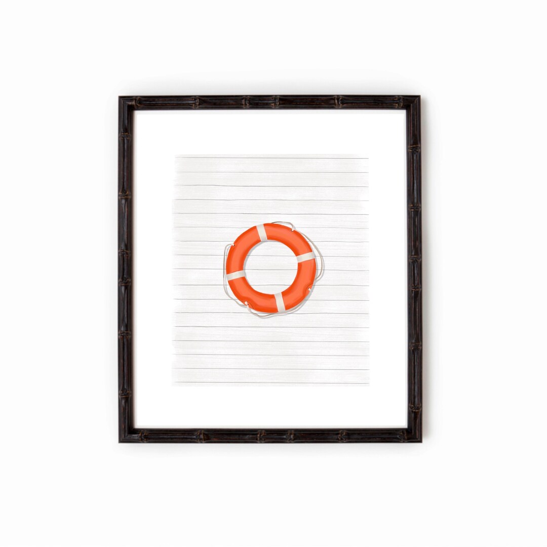 Life Preserver Ring Art Print, Vintage Life Preserver Artwork, Lake ...