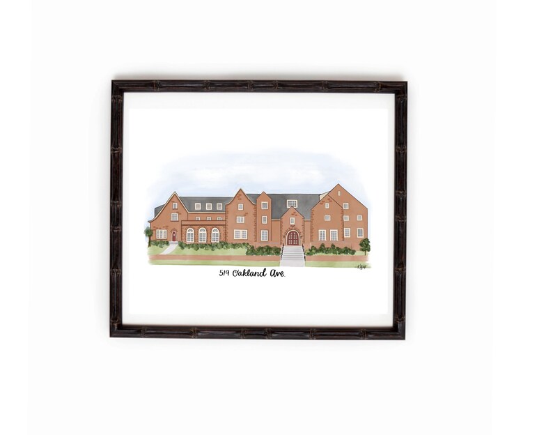Alpha Delta Pi Sorority House Watercolor Print From University of ...