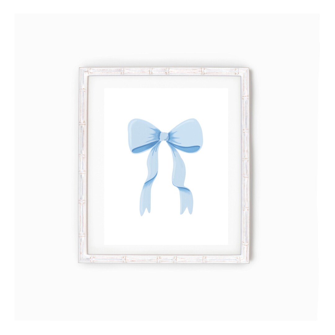 Bow Artwork, Light Blue Bow Wall Art, Nursery Decor, - Etsy