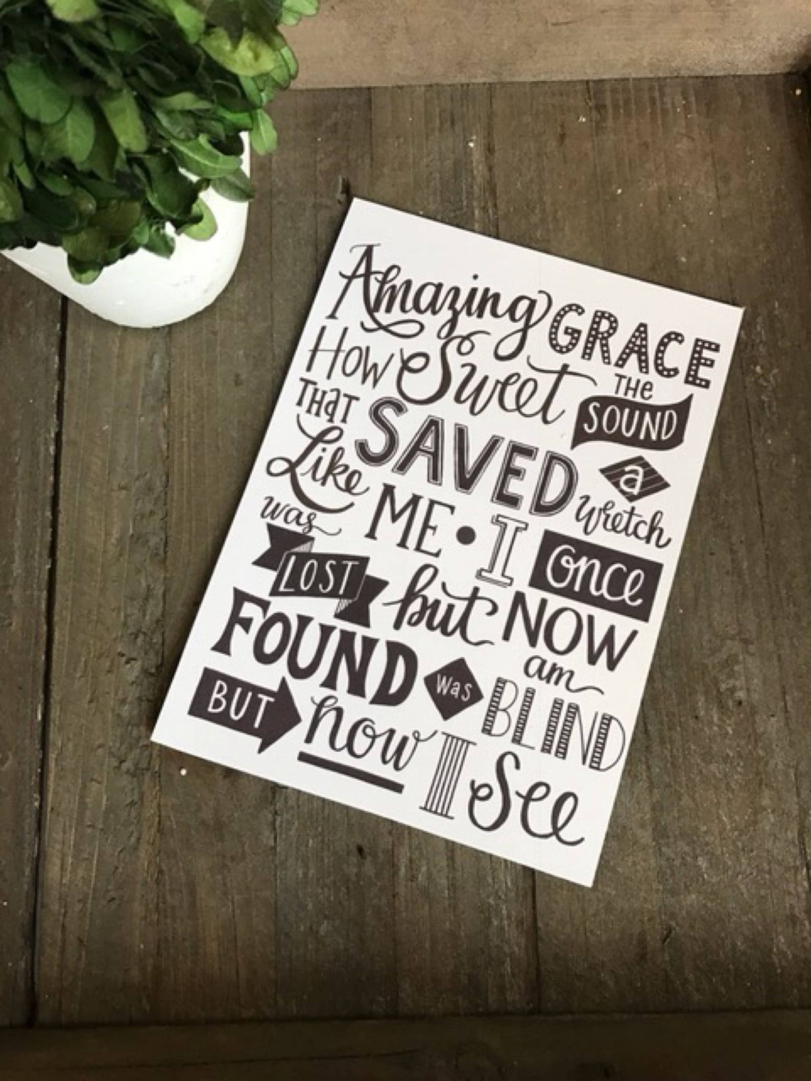 Amazing Grace Print, Amazing Grace Wall Art, Hand Lettered Amazing ...