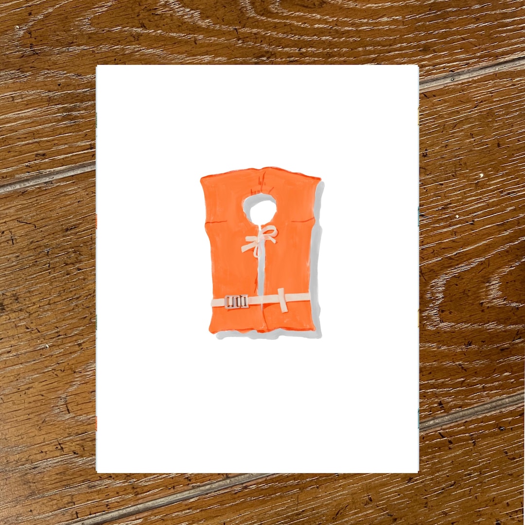 Vintage Life Jacket Art Print, Lake House Decor - Etsy