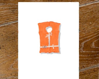 Life Jacket Artwork, Vintage Life Jacket Print, Lake Life Art Print ...