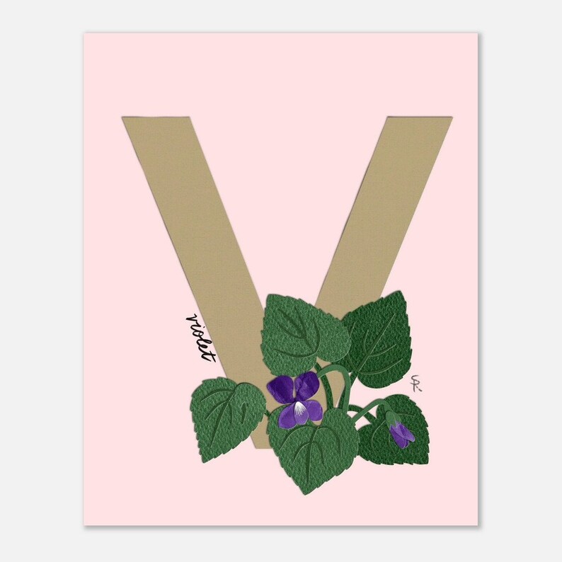 Wildflower Alphabet Wall Art | Letter V Violet | Classroom or Kid’s ...