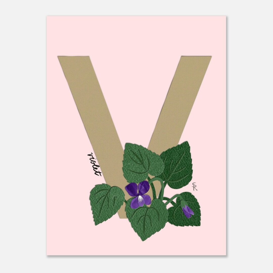 Wildflower Alphabet Wall Art | Letter V Violet | Classroom or Kid’s ...