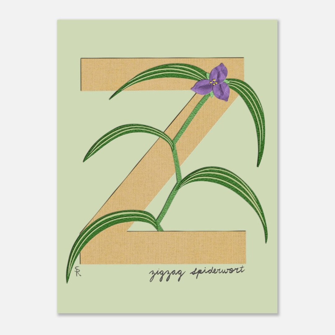 Wildflower Alphabet Wall Art Letter Z Zigzag Spiderwort Classroom or ...