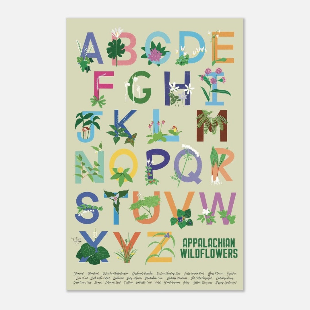 Wildflower Alphabet Wall Art Poster - Etsy
