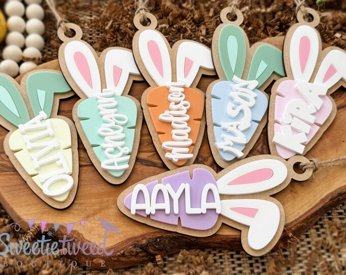 Carrot Bunny EASTER BASKET Name Tag, Easter Accessories, Spring Decor ...