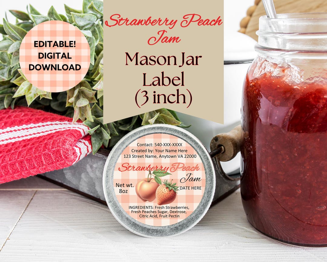 Editable Jelly Jar Label Template - Customizable Canning Labels ...