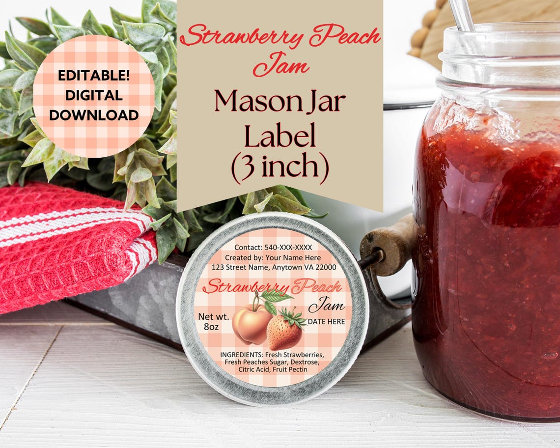 Editable Jelly Jar Label Template - Customizable Canning Labels ...