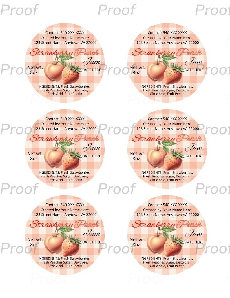 Editable Jelly Jar Label Template - Customizable Canning Labels ...