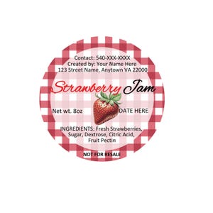 Editable Strawberry Jelly/jam Label Template - Customizable Mason Jar ...