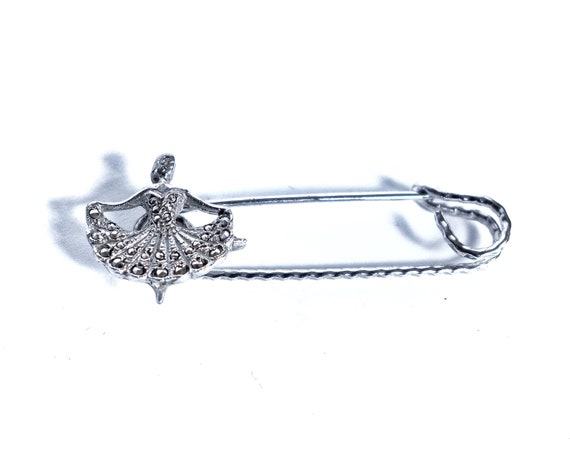 1960s Ballerina Safety Pin Vintage Brooch - Gem