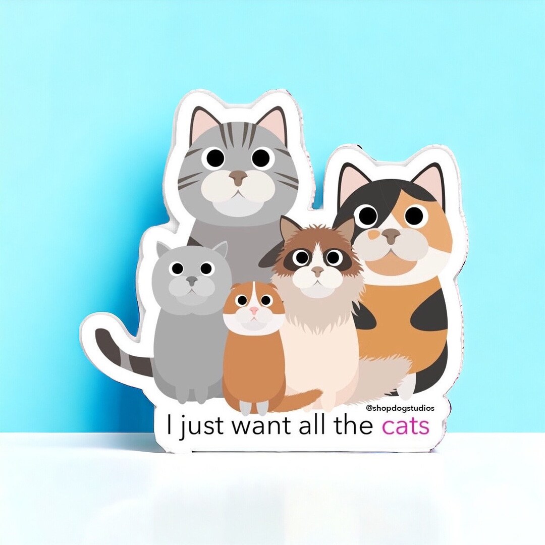 Cat Sticker, Feline Sticker for Water Bottles and Laptops Car Lover ...