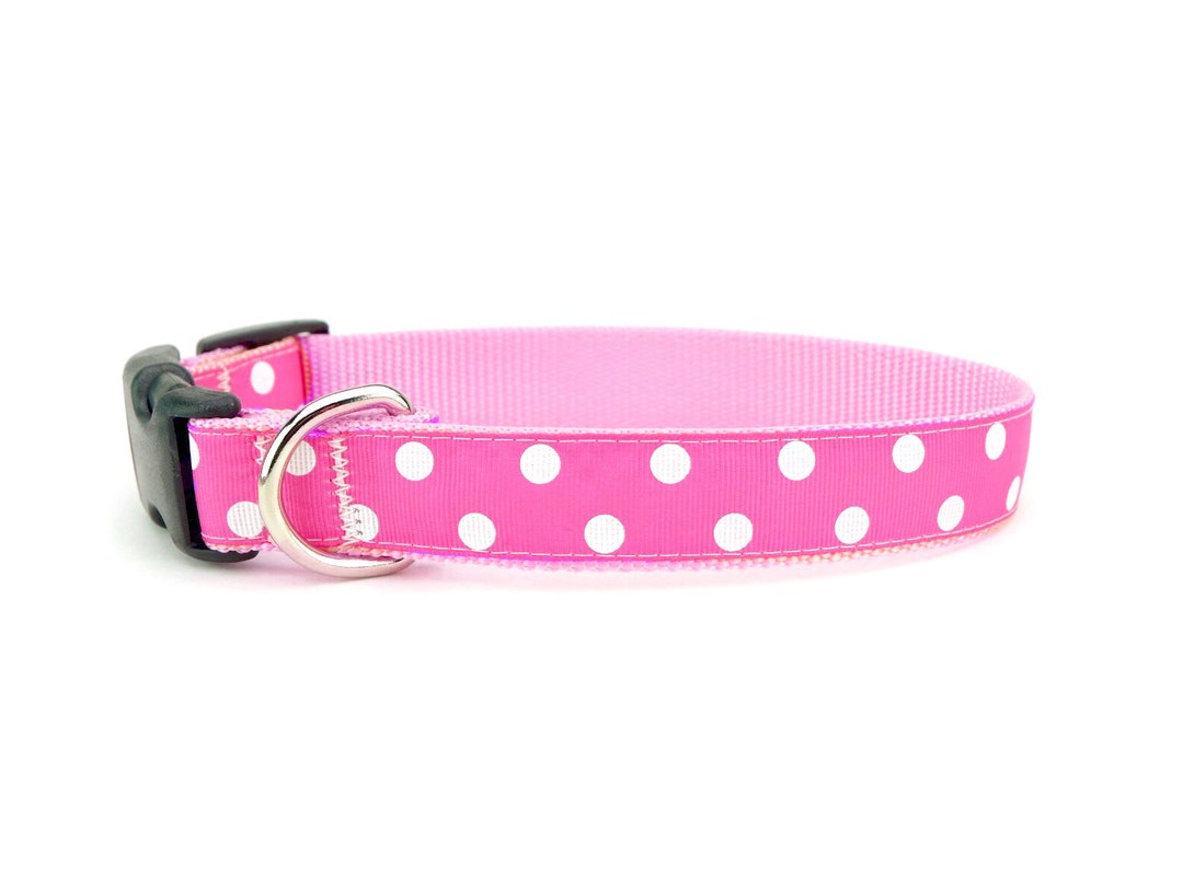 Pink Polka Dot Dog Collar, Girly Dog Collars, Pink Dog Collar, Big Dog ...
