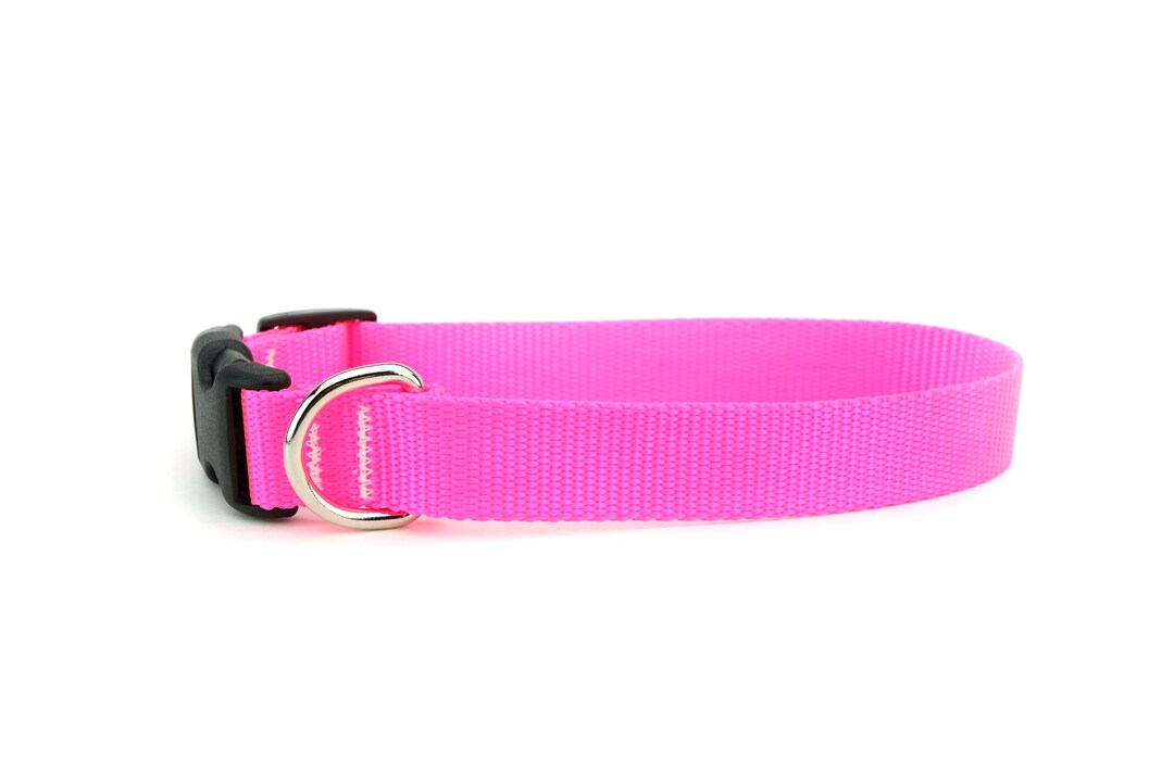 Neon Pink Dog Collar, Hot Pink Dog Collar, Bright Pink, Safety Collar ...