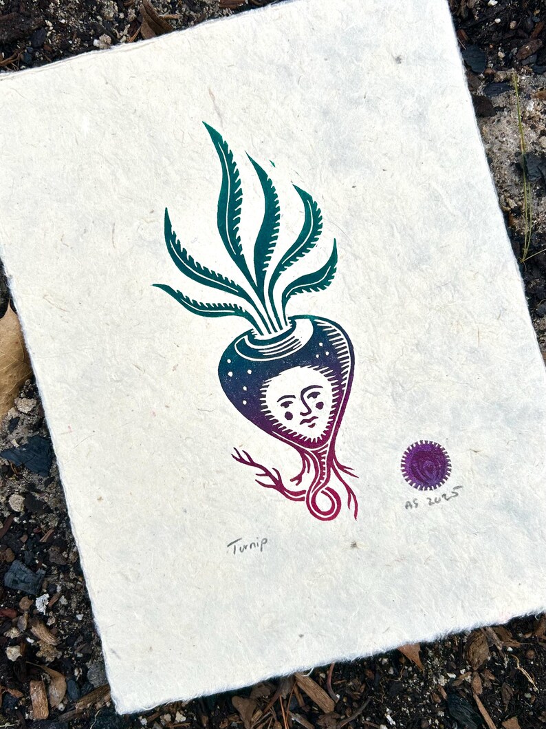 Turnip Linocut Block Print - Etsy