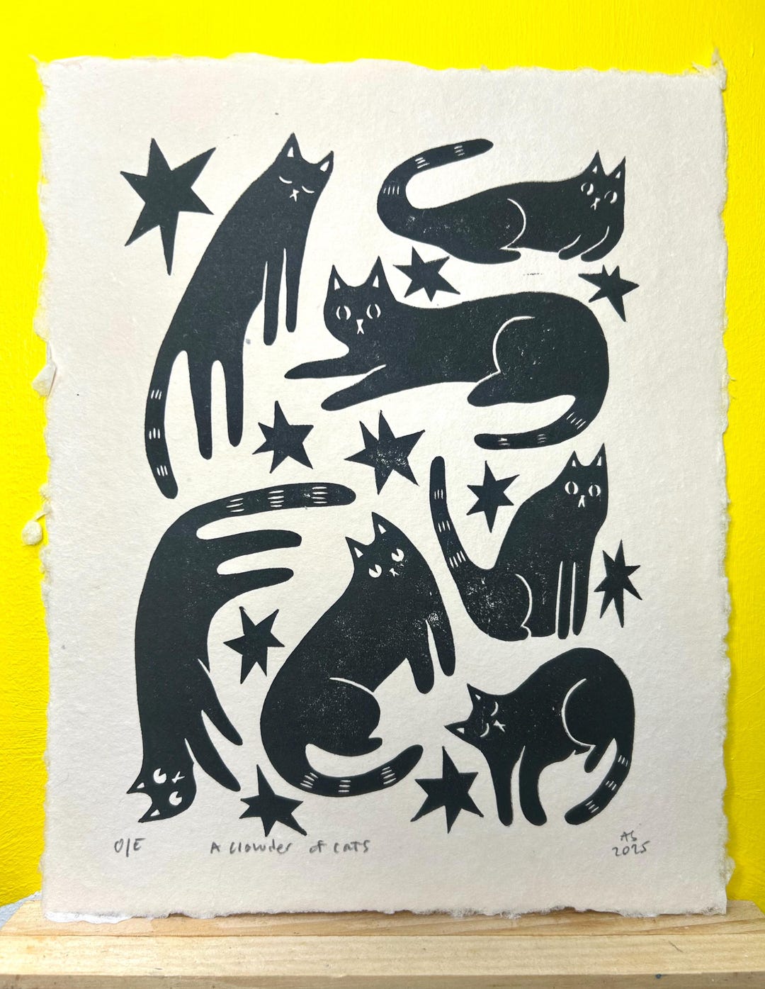 A Clowder of Cats Linocut Block Print - Etsy