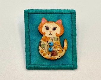 Cute Kitty Fabric Pin | Etsy