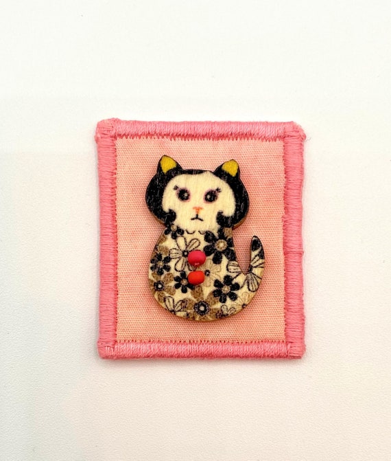 Cute Kitty Fabric Pin | Etsy