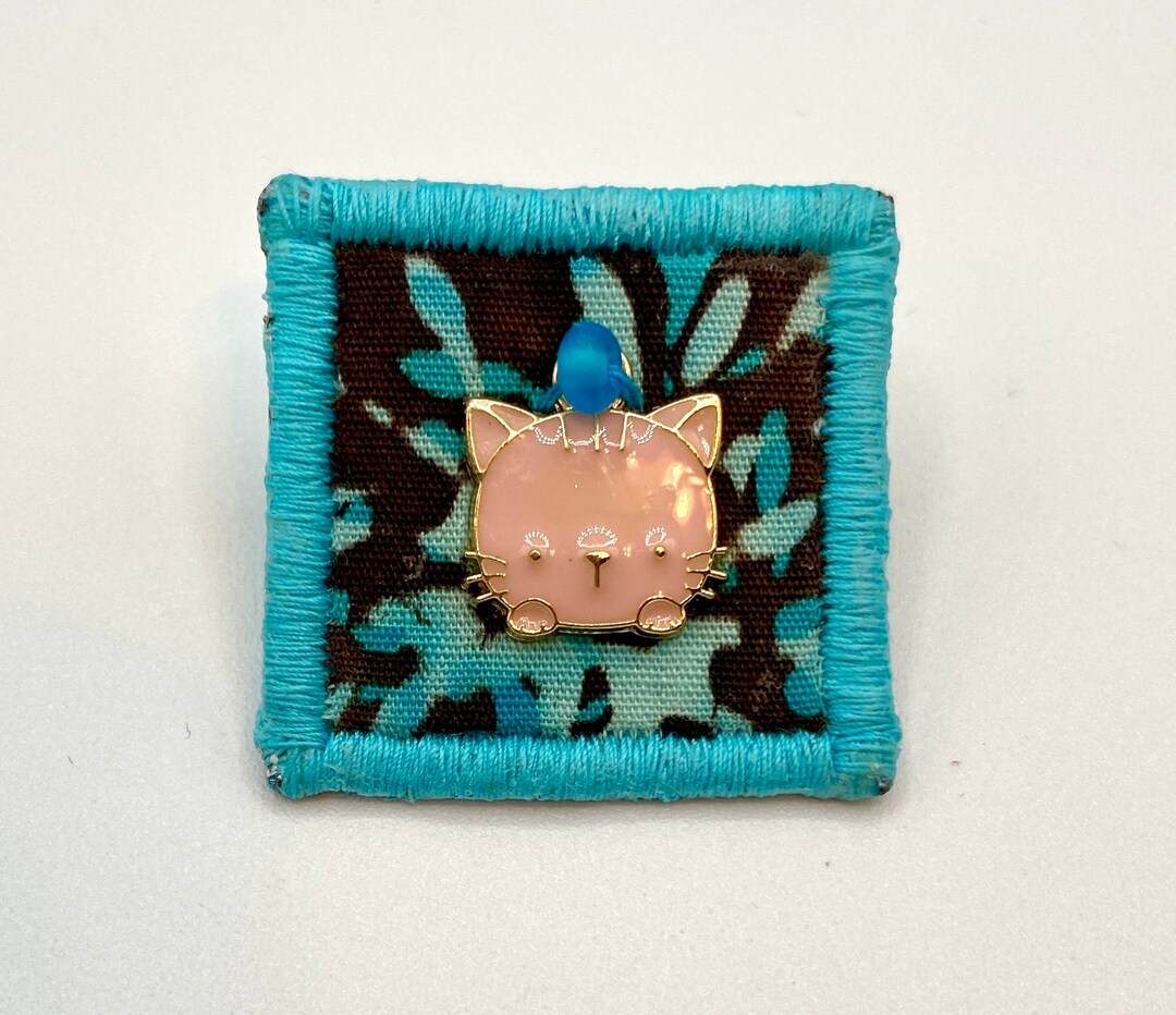 Pink Kitty Fabric Pin - Etsy