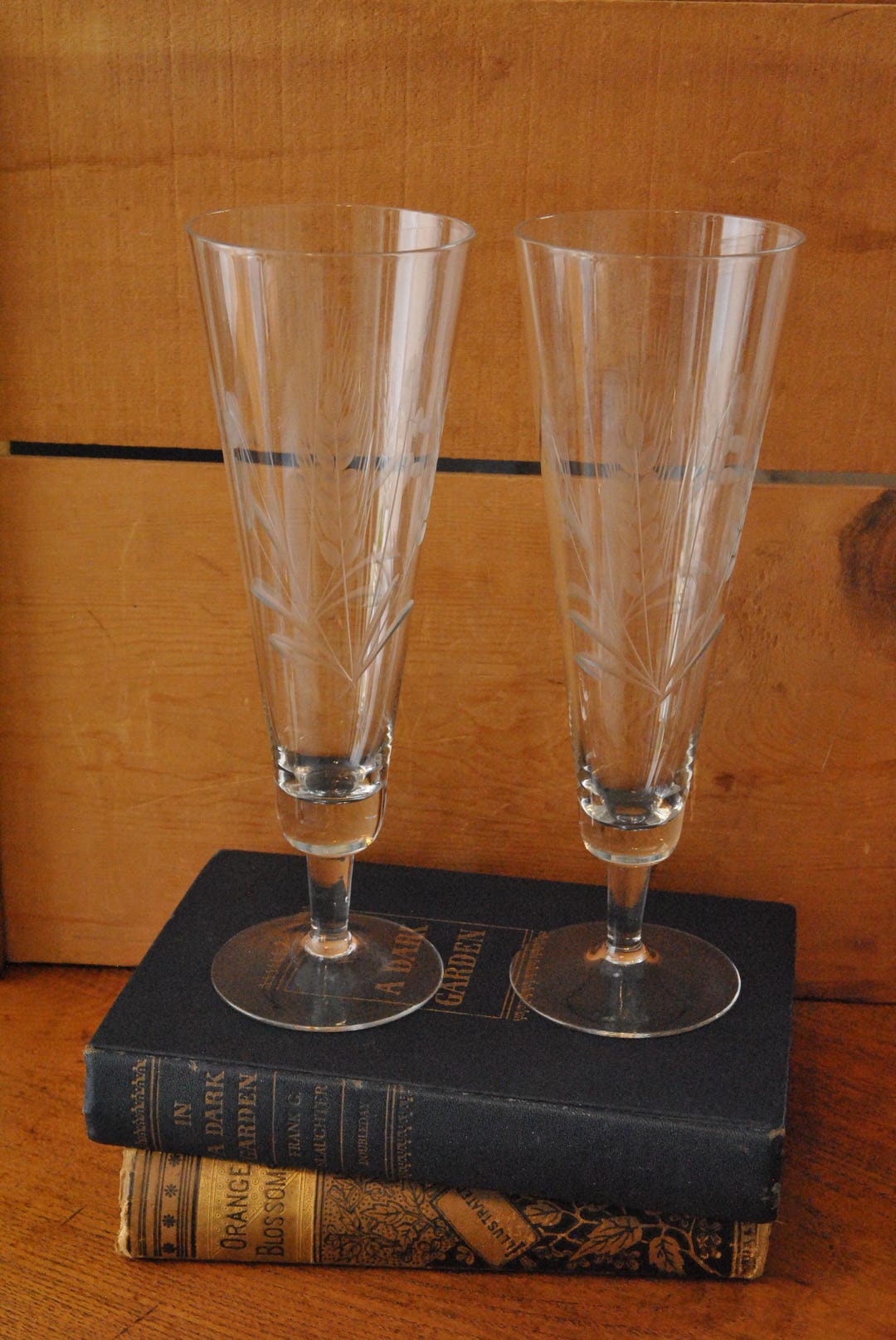 Vintage Etched Wheat Pilsner Glasses - Etsy