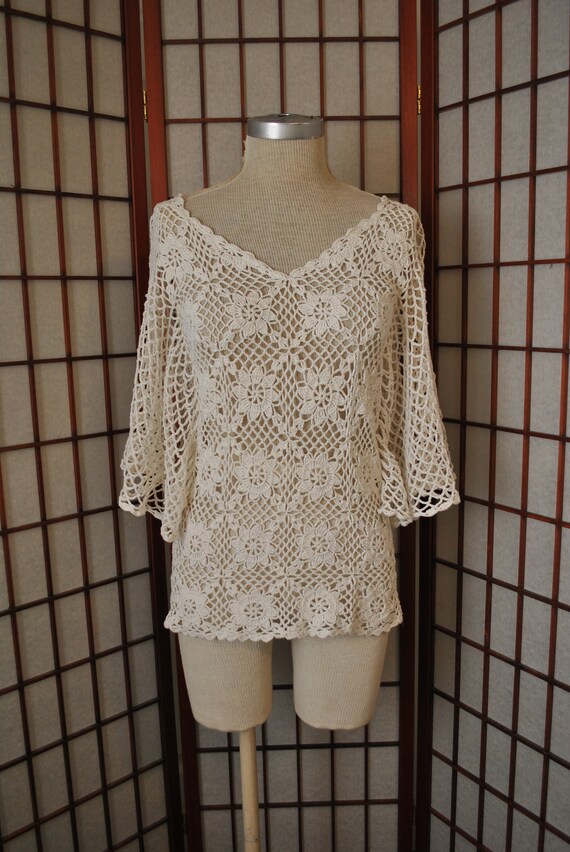 1970s Crochet Angel Wing Top - Gem