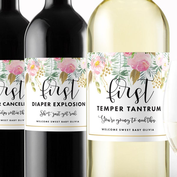 Year of Firsts Wine Labels Personalized Wedding Milestone Wine Labels ...