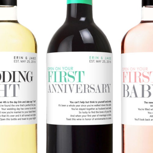 Year of Firsts Wine Labels Wedding Milestone Wine Labels - Etsy