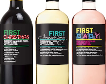 Year of Firsts Wine Labels Personalized Wedding Milestone - Etsy